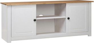 vidaXL Vidaxl - Meuble TV blanc 120x40x50 cm en bois de pin massif - 2 portes et 2 compartiments - Design rustique pour salon