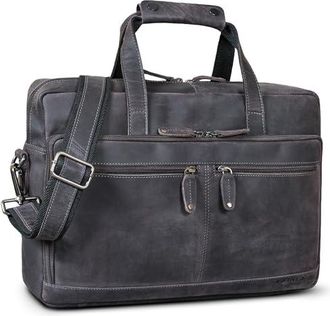 Royalz Anderson Sacoche Ordinateur Portable Cuir Homme Femme - Serviette Business Vintage 15,6 - Sac Travail en Cuir Véritable avec Passant Trolley
