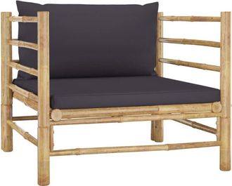 vidaXL Canap&eacute; de jardin avec coussins gris fonc&eacute; Bambou vidaXL
