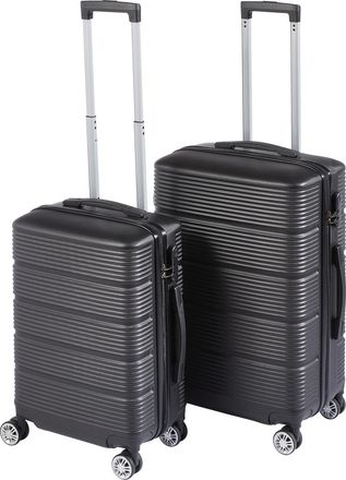 Novel Reisekofferset, Schwarz, Metall, Kunststoff, Textil, 2-teilig, Zahlenschloss, h&ouml;henverstellbarer Teleskopgriff, 360&deg;-Rollensystem, Tragehenkel, Netzfa