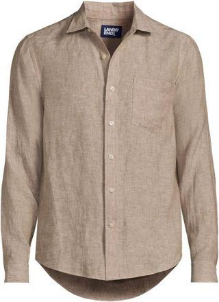 Lands End Leinenhemd mit langen Ärmeln, in Lang-Größe, Herren, Größe:60 tall, Beige, Leinen, by Lands End