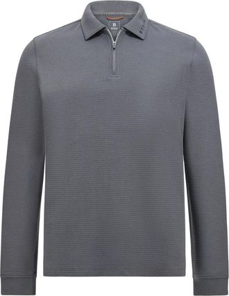 Boggi Milano Homme, Tops, Gris, Taille: S SweaT-shirt Gaufrette Demi-Zip