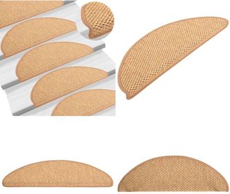 vidaXL Treppenmatten Selbstklebend Sisal-Look 15 Stk. 65x21x4 Sisal - Treppenmatten - Teppiche F&uuml;r Treppen - Stufenmatten - Rutschfeste Treppenl&auml;ufer