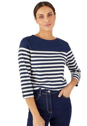 Damart Marini&egrave;re Brillante Manches 3/4, Femme, Col Bateau, Marine ray&eacute;, 46/48