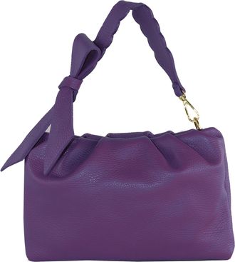 modamoda.de T254 - ital. Damen Henkeltasche Klein aus Leder, Farbe:Purple