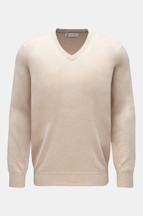 Brunello Cucinelli Herren - Cashmere V-Neck Pullover beige