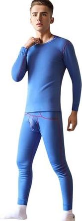 Generic Ensemble de sous-v&ecirc;tements Thermiques pour Homme - T-Shirt &agrave; Manches Longues et Pantalon Thermique avec Doublure en Velours - sous-v&ecirc;tements Fonctionn