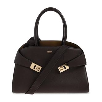 Ferragamo Femme, Sacs, Brun, Taille: ONE Size Hug S Leather Handbag