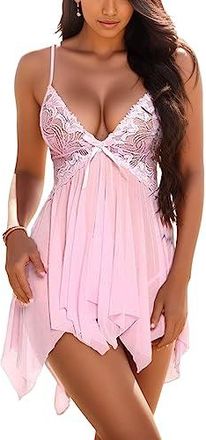Generic Sleepwear Lingerie Chemise Flower Lingerie V Femmes Sangle Cou Dentelle Lingerie Sexy Ensemble