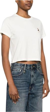 Maison Kitsun&eacute; Femme, Tops, Beige, Taille: 38 FR Tee-shirt B&eacute;b&eacute; Dressed Fox Maison Kitsun&eacute;