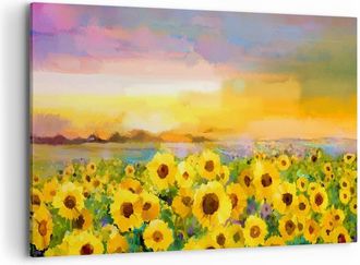 Arttor Wandbilder Dekoration Wohnzimmer Sonnenblumen Blume Bilder auf Leinwand 120x80cm Leinwandbild Schlafzimmer Küche Deko Wand Kunstdruck Art Groß XXL Wan