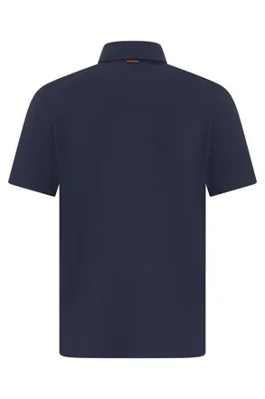 Ermenegildo Zegna Mens Polo Shirt With Pocket, Blue Cotton T-shirts And Polos