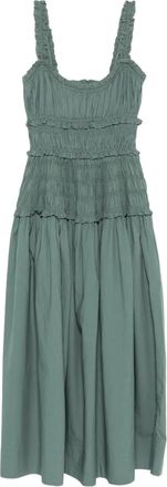 D&ocirc;en ruffled scoop-neck midi dress - Gr&uuml;n