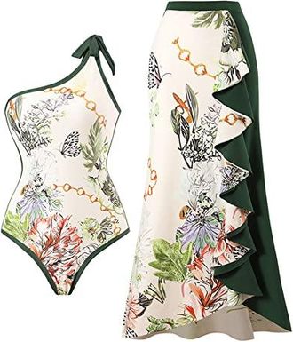 Generic Maillot De Bain Femme 1 Pieces Gainant Et Amincissant 1 pièce Maillots de Bain + 1 pièce Couvrir Deux pièces imprimé Monokini Bikini 2 pièces Maillots
