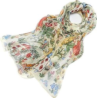 SIGNARE &Eacute;charpe pour femme 100% soie l&eacute;g&egrave;re et douce (Alice au pays des merveilles)