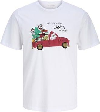 Jack & Jones Jjnoel Xmas Tee SS Crew Neck, Blanc., XL