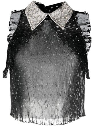 Alberta Ferretti haut &agrave; design pliss&eacute; - Noir