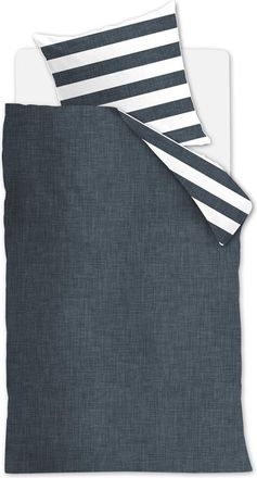 Riviera Maison Lindy Lines bettwäsche-Set 2 TLG. - 155x220 - Marineblau - Baumwolle - mit Reißverschluss