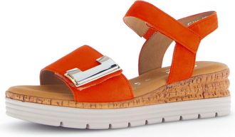 Gabor Damen Keilsandalen, Frauen Sandalen,Strandschuhe,Keilsandaletten,Keilabsatz,Wedge-Heel,hoch,Sommerschuhe,Pumpkin(silb+Gold),37.5 EU / 4.5 UK