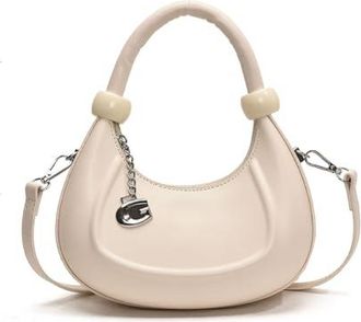 Generic Sac &agrave; bandouli&egrave;re tendance en cuir avec poign&eacute;e sur le dessus pour femme - Petit sac &agrave; bandouli&egrave;re vintage avec croissant de croissant - Mini sac &agrave; ma