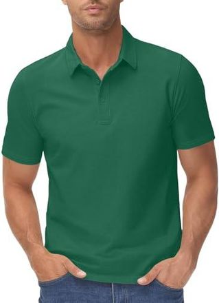 Generic Polo de golf &agrave; manches courtes pour homme - Coupe r&eacute;guli&egrave;re - Extensible - Athl&eacute;tique - Gym - Pull tactique, Vert, L