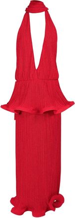 Rowen Rose Faltenkleid mit tiefem Ausschnitt - Rot