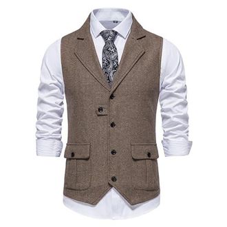 Generic Gilets de costume pour homme UK noir | Vestes formelles pour homme UK &eacute;l&eacute;gant gilet formel col en V gilet d&eacute;contract&eacute; sans manches veste daffaires gil