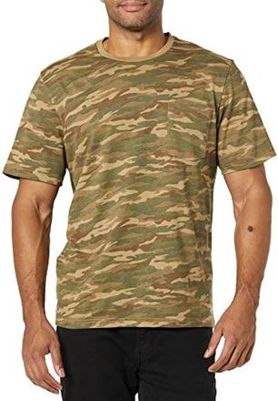 Amazon Essentials T-shirt à coupe ajustée, manches courtes et col roulé Homme, Lot de 2, Noir/Imprimé Motifs Camouflage, M
