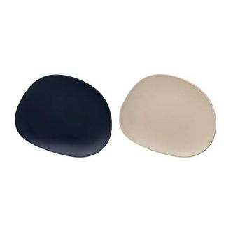 Villeroy & Boch Organic Fr&uuml;hst&uuml;cksteller Set 2tlg., Hartporzellan, blau/sand, 21 cm