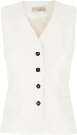Antonelli Femme, Vestes, Blanc, Taille: 36 FR Gilet Boutonn&eacute;