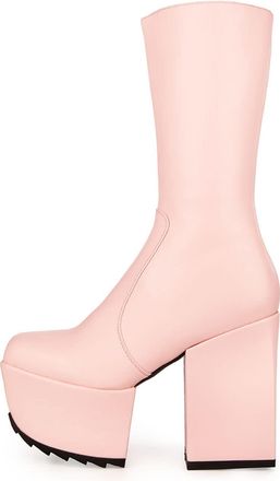 Lamoda Damen Magnolia Mid Calf Boot, Pink Pu, 37 EU