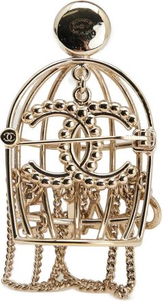 Chanel Halskette - CC Gold Plated Faux Pearl and Rhinestones Logo Bir - Gr. unisize - in Gold - f&uuml;r Damen