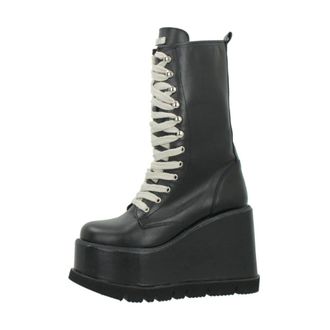 Yellow Femme, Chaussures, Noir, Taille: 36 EU Platform Lace-Up Wedge Bottes