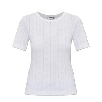 Ganni Top mit Patch - - Tops - Damen - Wei&szlig; - L