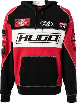 HUGO BOSS Herren Hoodie rot Baumwolle Logo und Motiv