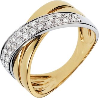 Edenly Breiter Ring Saturn - Gelb- und Weißgold - 0.26 Karat - 26 Diamanten
