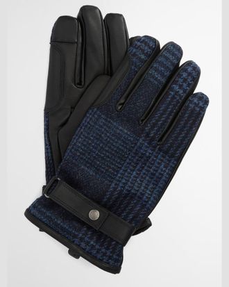 Barbour Lederhandschuhe mit Handr&uuml;cken aus Wolle in