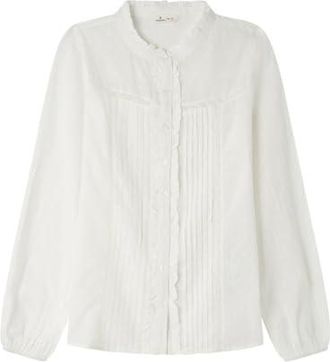 Springfield Long Sleeve Blouse with Pleats and Double Fabric Ruffles Chemisier &agrave; Manches Longues, Marron, 34 Femme