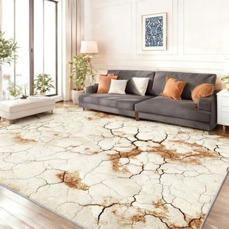 Generic Beige Tapis de Bain antid&eacute;rapant, Moquette d&eacute;coratifs Vintage Shabby Chic Mur Motif r&eacute;sistant &agrave; la d&eacute;coloration Hydrofuge pour Salon Chambre &agrave; Coucher