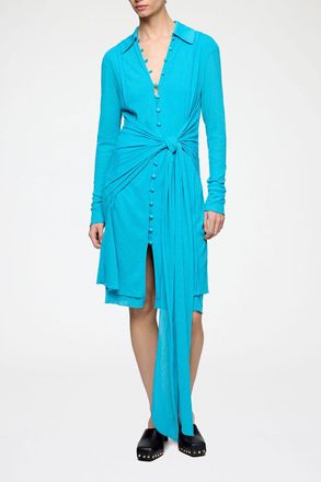 Ganni Robe courte en maille chin&eacute;e - Taille 36 River Bleu - Pour Femme