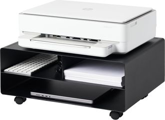 Yamazaki Tableware 4349 Tower Druckerstation, schwarz, Stahl, Minimalistisches Design, 48 x 37 x 19 cm (LxBxH)