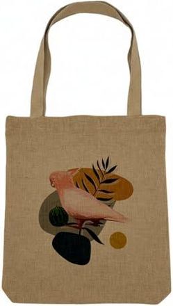 Fabulous Sac Shopping Tote Bag Aspect Lin - Cacatoes Oiseau Tropical Exotique Jungle - Sac de Courses Toile Epaisse 360g Beige Naturel Cabas Port&eacute; Epaule Solid