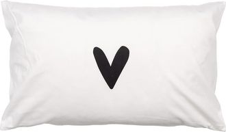 Clayre & Eef Kissenbezug 30x50 cm Weiß Polyester Rechteck Herz