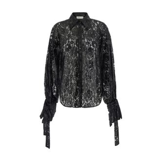 Blumarine Chemise en dentelle rebrod&eacute;e - Femme - Blouses et Chemises - Noir - Taille: 36 FR