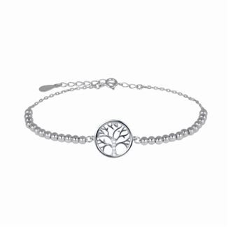 Luxenter Armband, 925er Sterlingsilber und rhodinierter gl&auml;nzender Zirkonia, Baum des Lebens