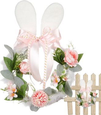 Generico Osterkranz f&uuml;r die T&uuml;r, k&uuml;nstliche Fr&uuml;hlingsgirlande, dekorativ, Hasenkranz f&uuml;r den Eingang, f&uuml;r Baum, Fenster, Garten, Wohnzimmer und Party