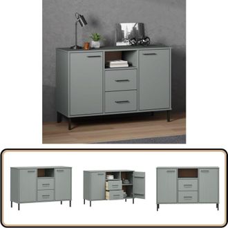 vidaXL Vidaxl - Buffet avec pieds en métal Gris 113x40x77 cm Bois massif oslo - Buffet Industriel - Meuble Rangement - Buffet Bois - Commode Moderne