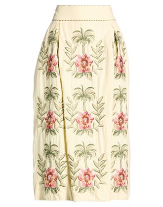 Farm Rio TROPICAL FLOWER EMBROIDERED SAND MAXI SKIRT