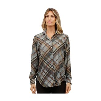 Caliban Gemustertes b&uuml;gelfreies Technikgewebe Hemd - - Blouses & Shirts - Damen - Mehrfarbig - L