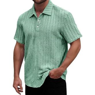 Generic DENGJIAMY Polo textur&eacute; pour homme T-shirt &agrave; col en V &agrave; manches courtes pour homme T-shirt &agrave; col en V d&eacute;contract&eacute; pour homme V&ecirc;tements d&eacute;t&eacute;, Vert, 4XL